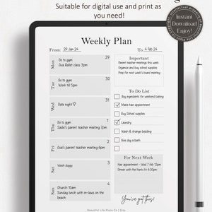 Undated Weekly Planner Printable Digital Planner PDF Weekly Weekly Home ...