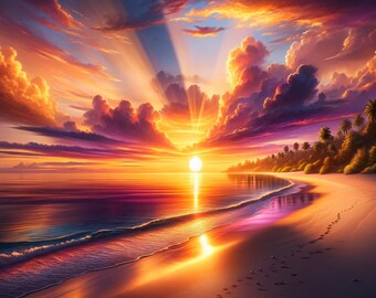 Printable Sunset Painting Wall Art. Digital Art Print Sunset, Wall ...