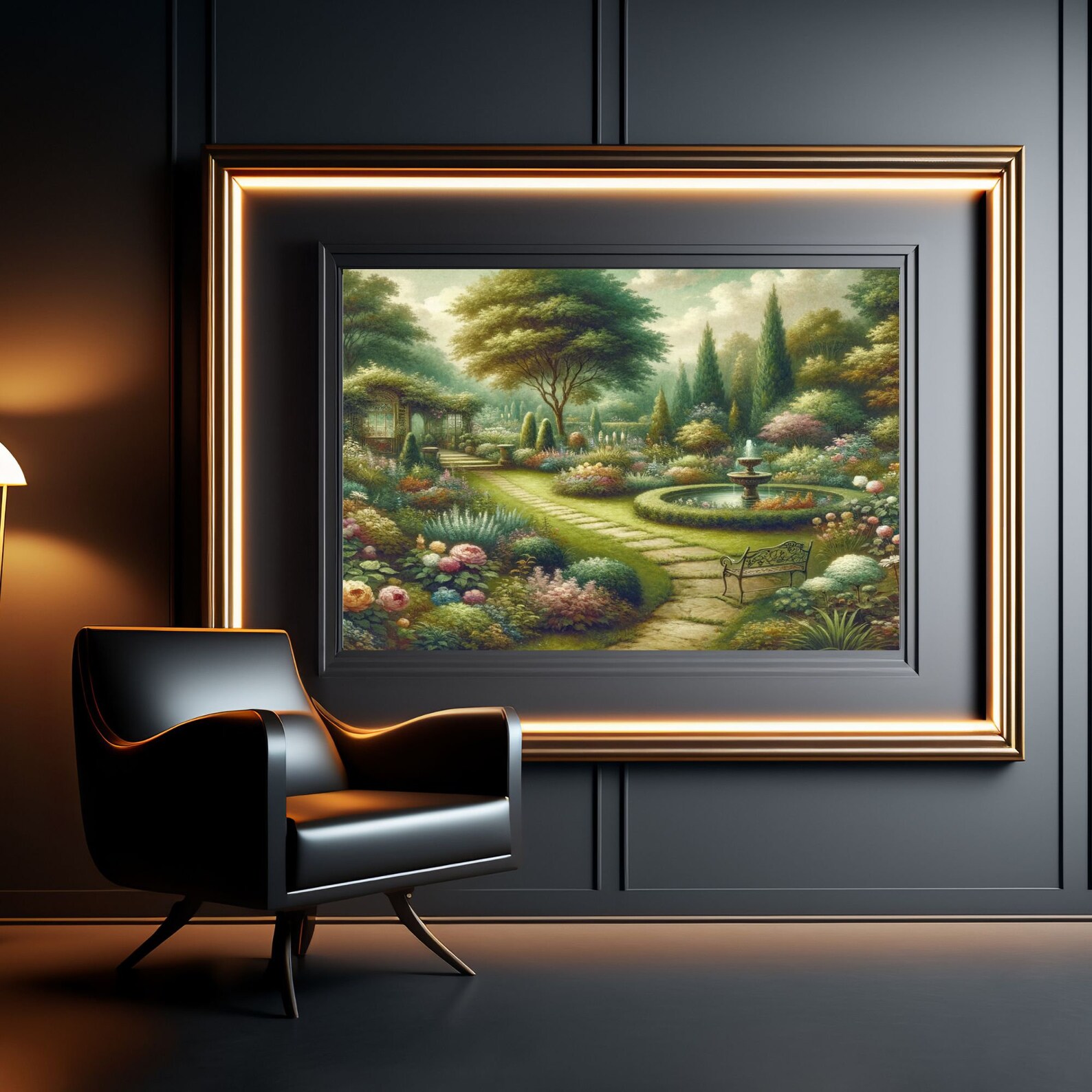 Printable Garden Painting, Vintage Garden Art Print, Garden Wall Art ...