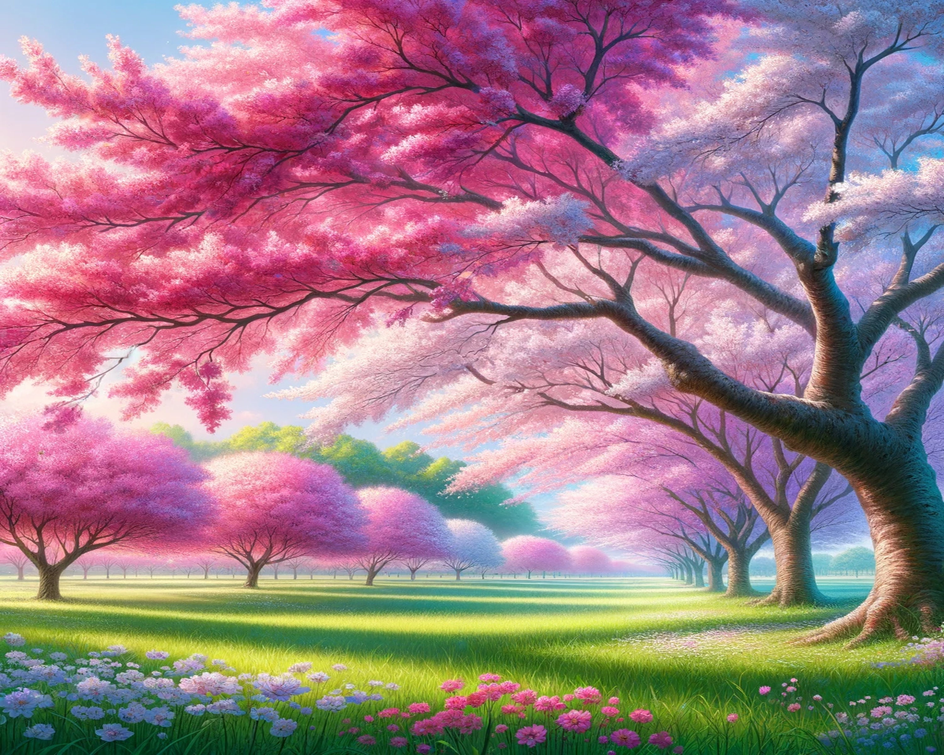 Printable Cherry Blossom Tree Painting, Cherry Blossom Art Print ...