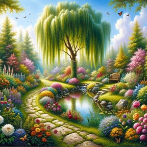 Printable Beautiful Garden Painting, Wall Art Digital Download - Etsy
