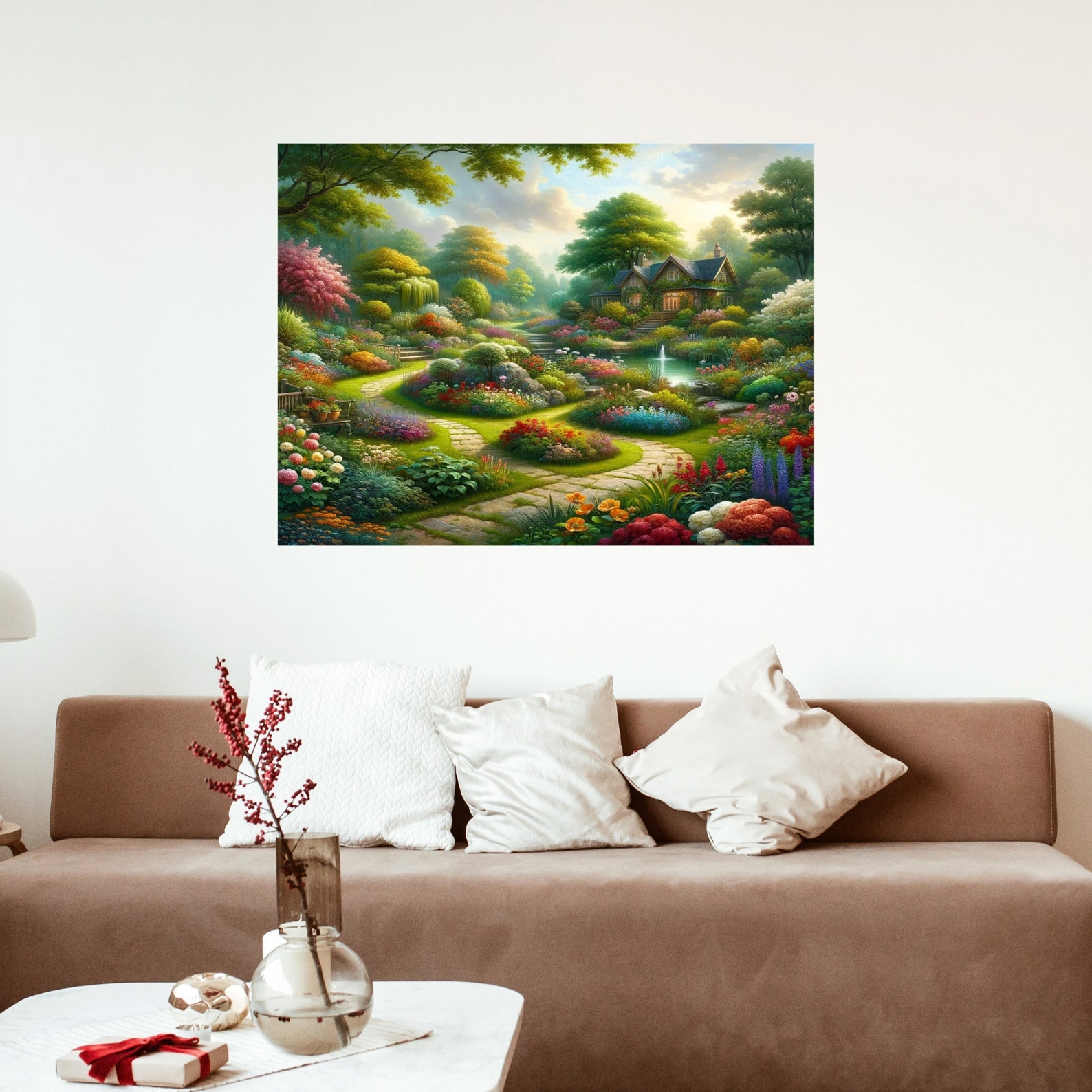 Printable Garden Landscape Painting, Vintage Art Print, Garden Wall Art ...