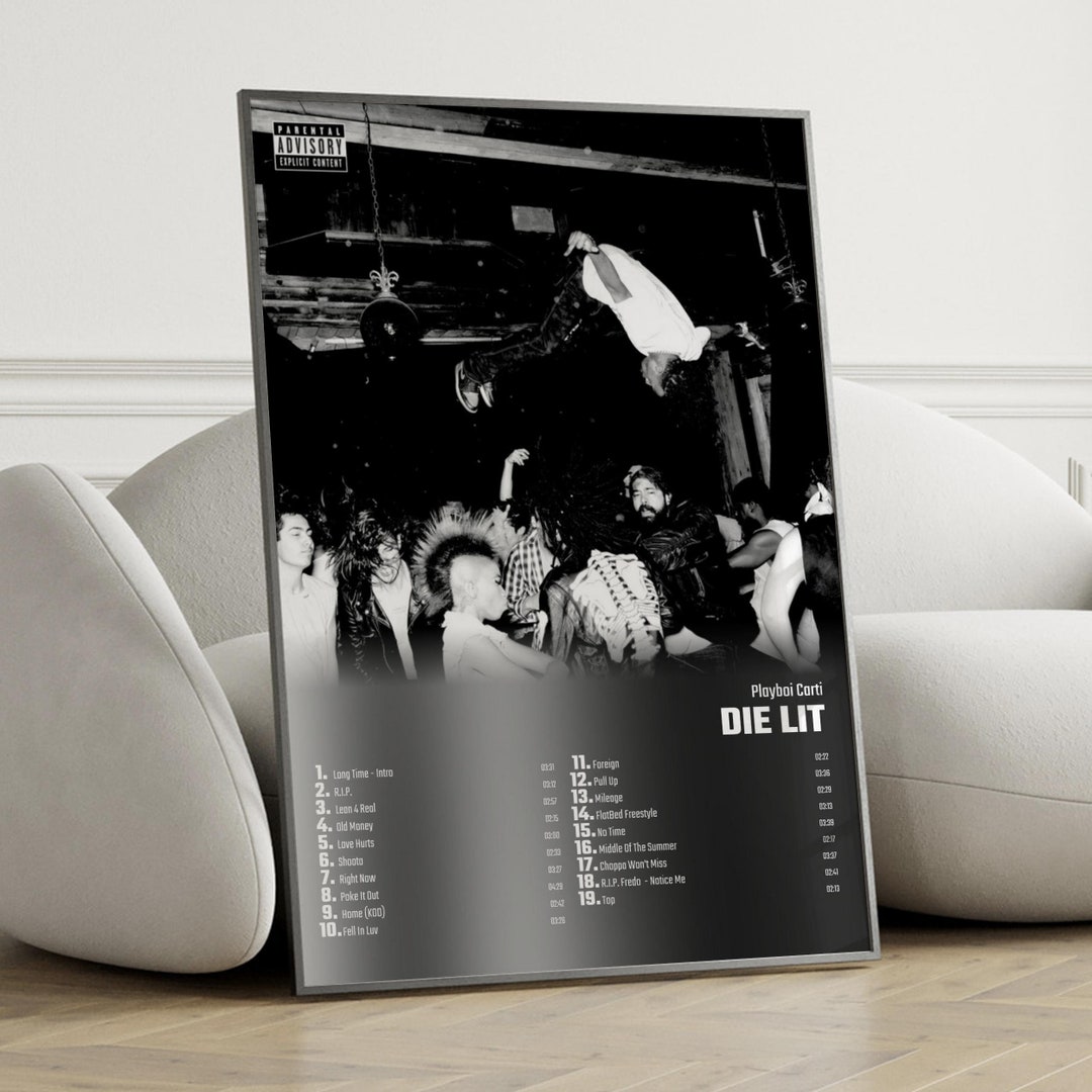 Playboi Carti Die Lit Album Cover Poster Wall Art, Playboi Carti, Die ...