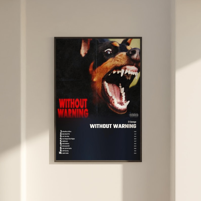 21 Savage Without Warning Album Cover Poster Wall Art, 21 Savage ...