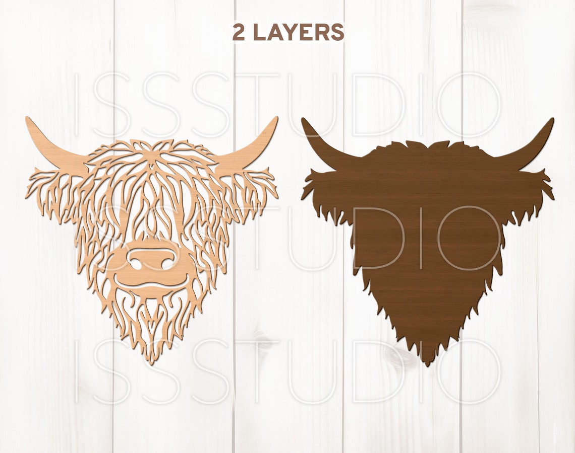 Highland Cow Laser Cut File, Layered Highland Cow Svg Dxf, Long Hair ...
