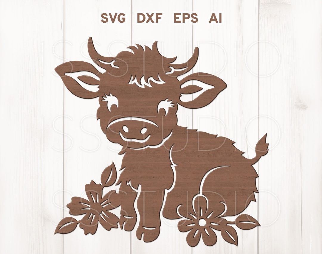 Baby Highland Cow SVG DXF, Highland Cow Svg, Long Hair Cow Svg, Laser ...