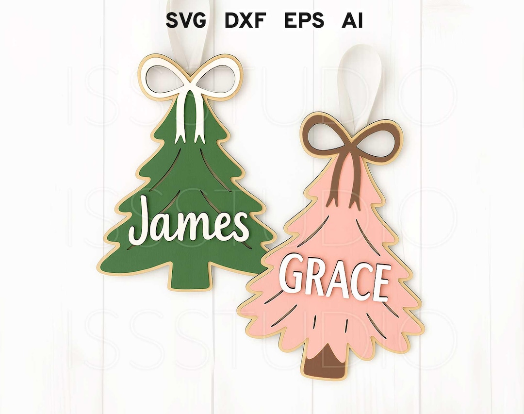Christmas Tree Name Tag Svg, Personalized Christmas Ornament Svg ...