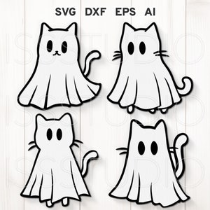 Сute Ghost Cats Svg, Halloween Cat Bundle, Halloween Cats Laser Cut ...