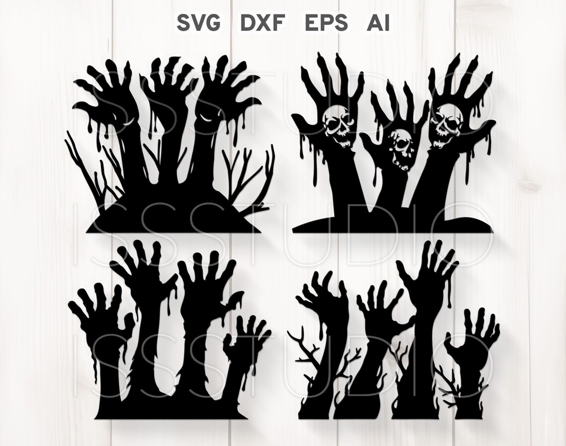 Halloween Zombie Hands Svg, Horror Halloween Svg, Zombie Glowforge Svg ...