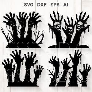 Halloween Zombie Hands Svg, Horror Halloween Svg, Zombie Glowforge Svg ...