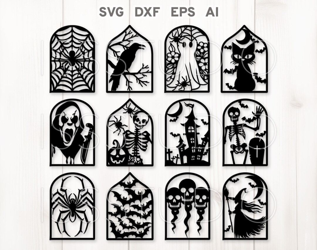 Halloween Window Laser Cut File, Halloween Window Frame Svg, Halloween ...