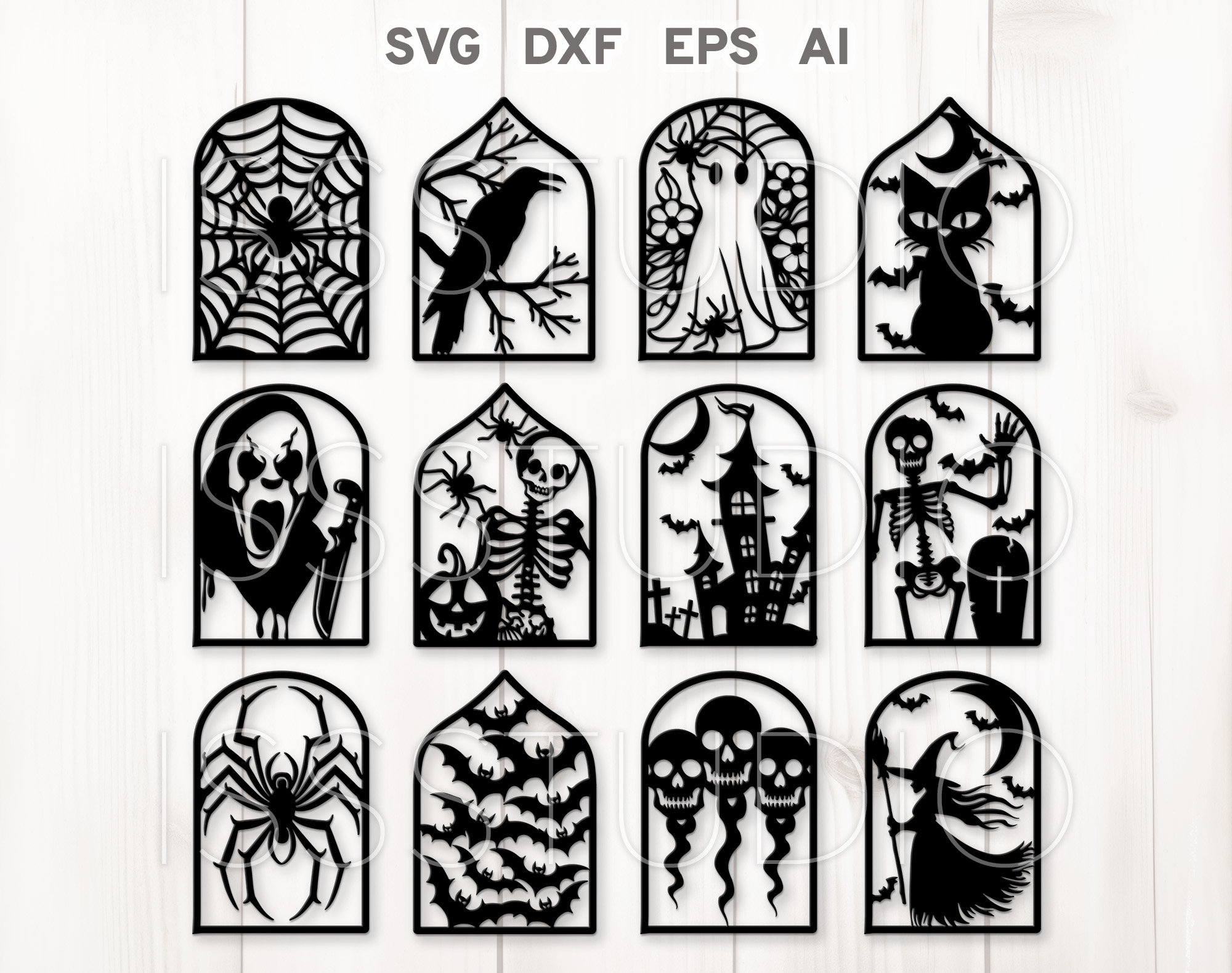 Halloween Window Laser Cut File, Halloween Window Frame Svg, Halloween ...