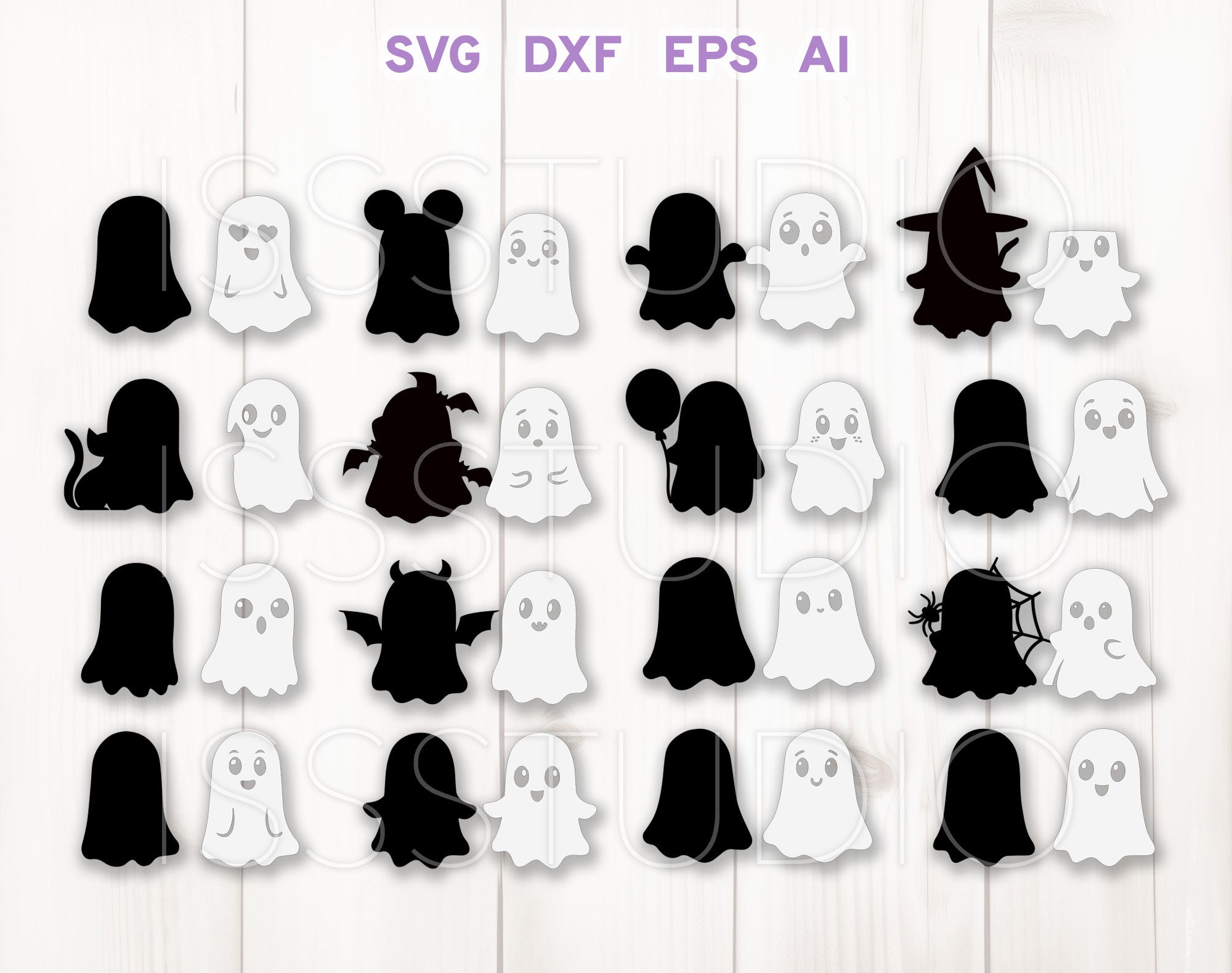 Ghost Bundle Svg, Ghost Glowforge Svg, Halloween Laser Cut File, Ghost ...