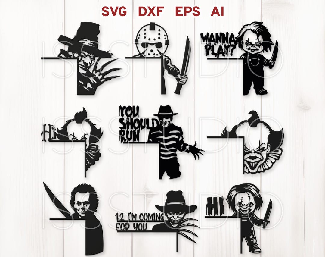 Horror Door Corner Svg, Horror Svg, Halloween Laser Cut File, Halloween ...