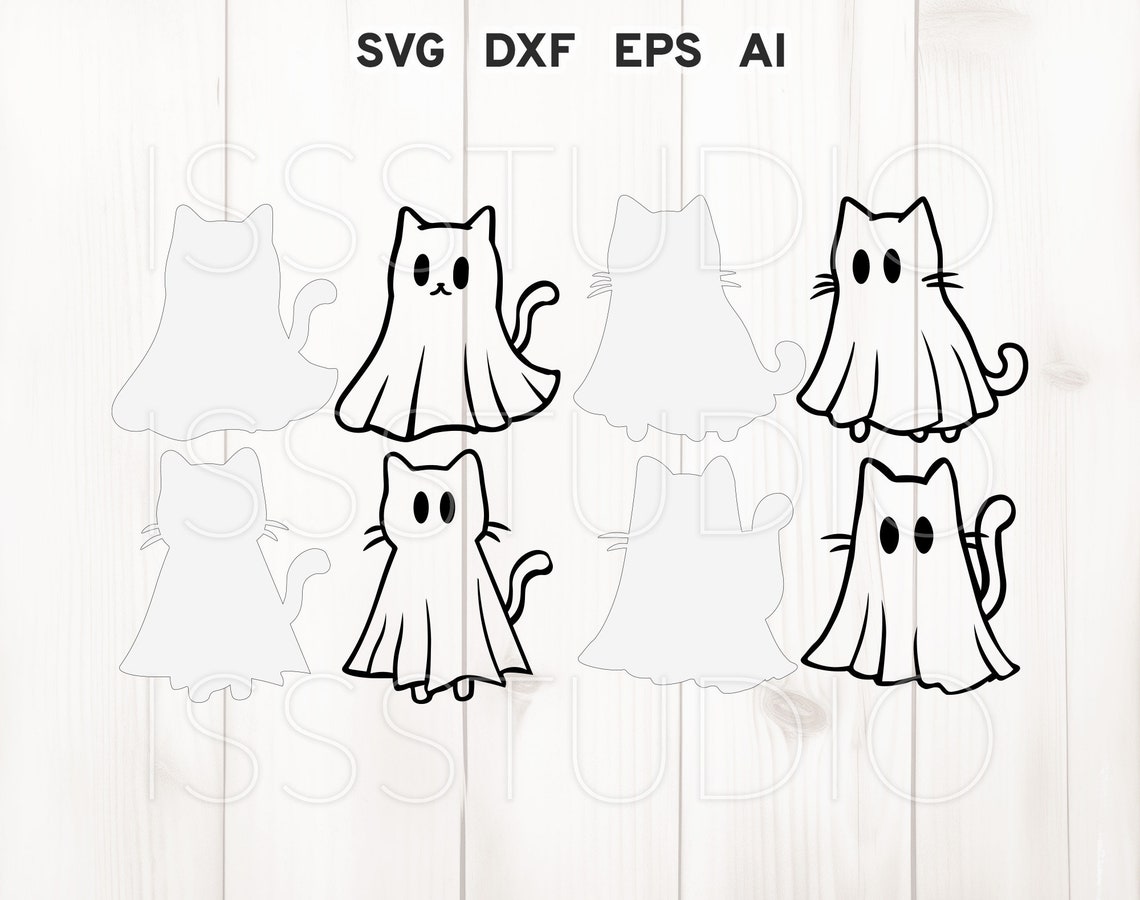 Сute Ghost Cats Svg, Halloween Cat Bundle, Halloween Cats Laser Cut ...