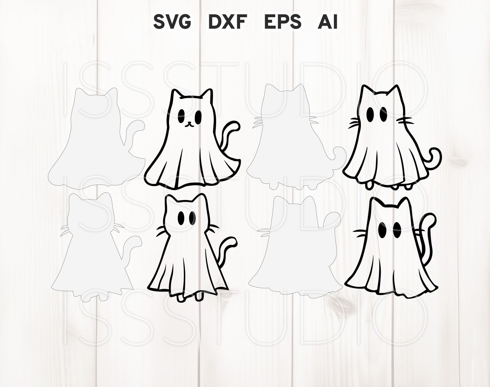 Сute Ghost Cats Svg, Halloween Cat Bundle, Halloween Cats Laser Cut ...