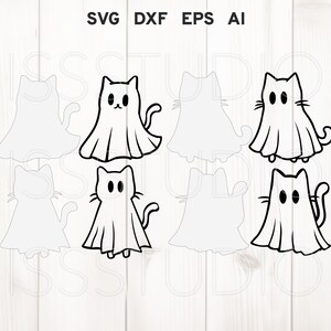 Сute Ghost Cats Svg, Halloween Cat Bundle, Halloween Cats Laser Cut ...