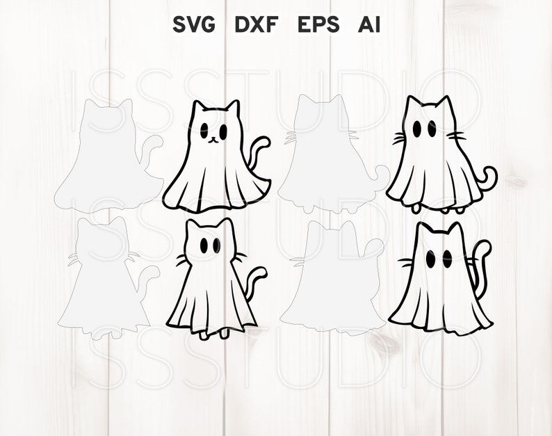 Сute Ghost Cats Svg, Halloween Cat Bundle, Halloween Cats Laser Cut ...