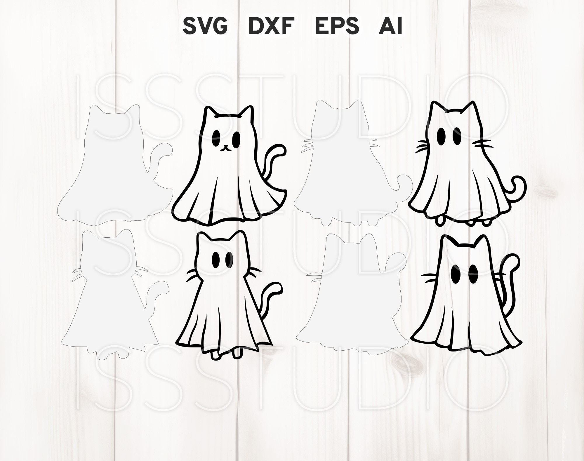 Сute Ghost Cats Svg, Halloween Cat Bundle, Halloween Cats Laser Cut ...