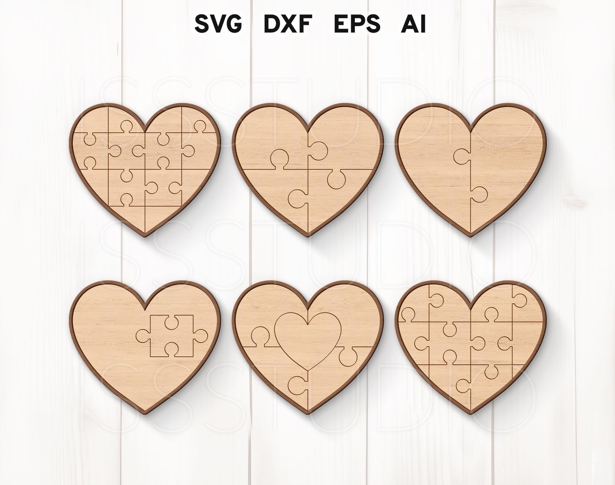 Heart Puzzle SVG Bundle, Valentine's Day Heart Name Tag, Valentine's ...