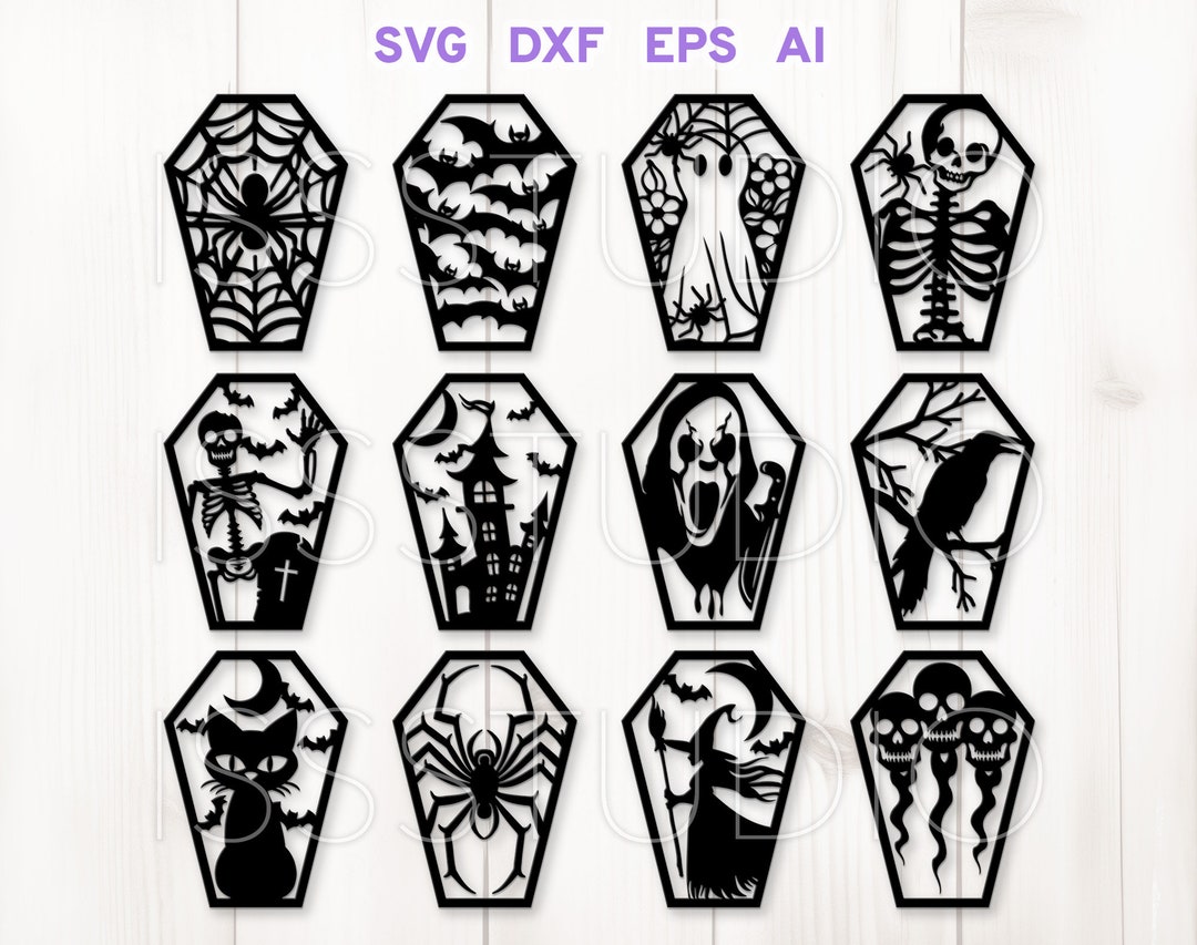 Halloween Coffin Bundle Svg, Halloween Coffins Svg, Halloween Laser Cut ...