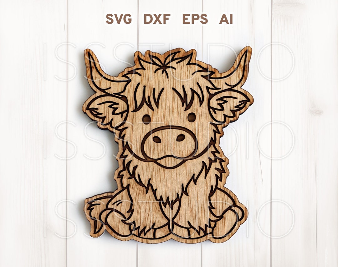Highland Cow Laser Cut File, Baby Highland Cow Svg Dxf, Long Hair Cow ...