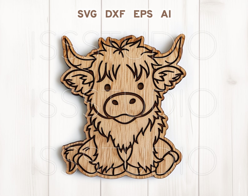 Highland Cow Laser Cut File, Baby Highland Cow Svg Dxf, Long Hair Cow ...
