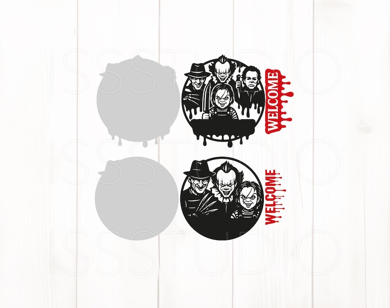 Halloween Welcome Door Sign Svg, Horror Welcome Door Hanger Svg, Movie ...