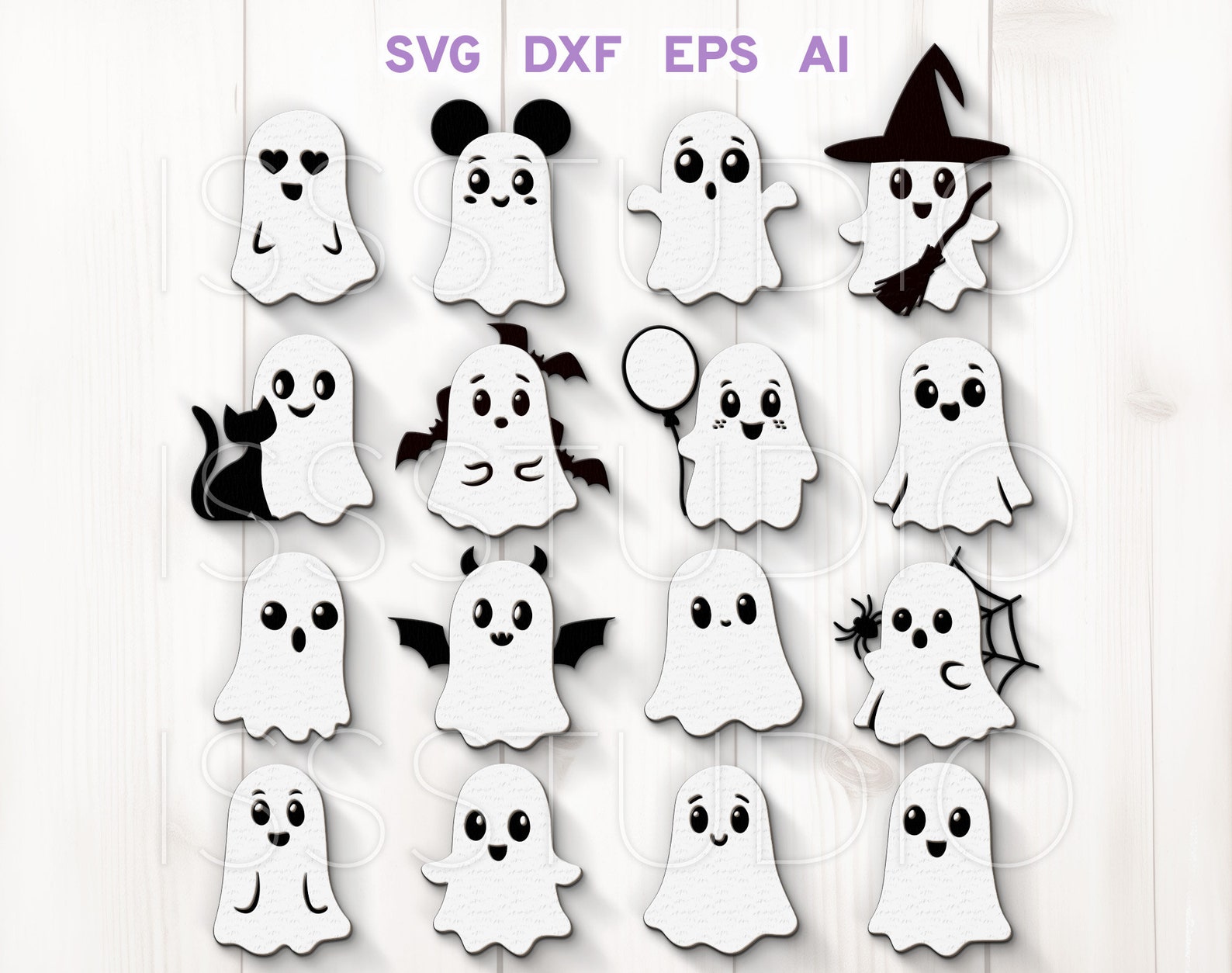 Ghost Bundle Svg, Ghost Glowforge Svg, Halloween Laser Cut File, Ghost ...