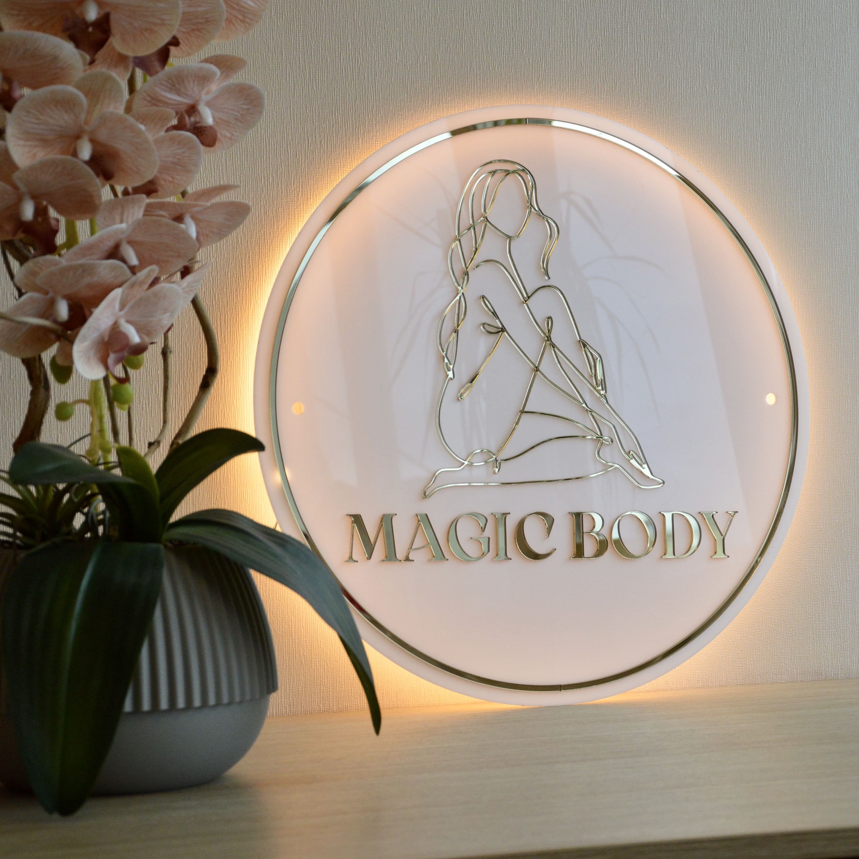 Round Backlit Acrylic Logo Sign Business Acrylic Logo Sign LED Business ...