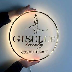 Round Backlit Acrylic Logo Sign: Custom LED Business Sign - Etsy
