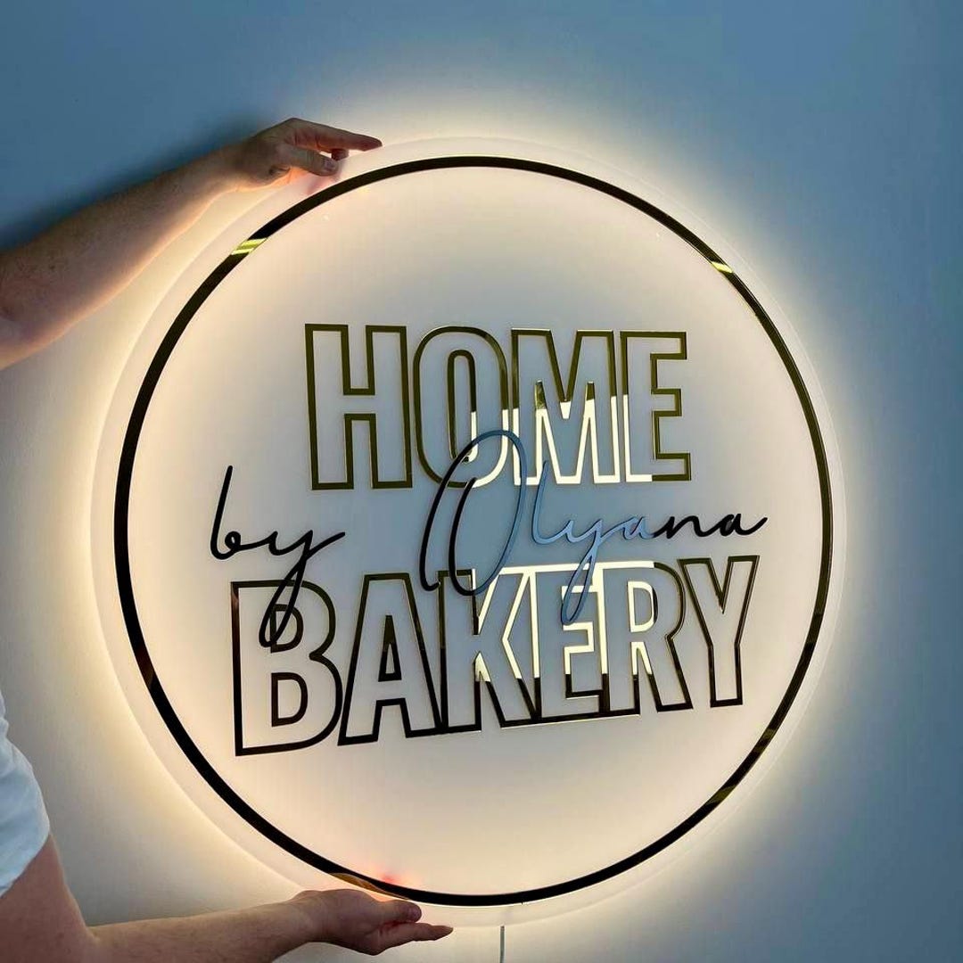 Round Backlit Acrylic Logo Sign: Custom LED Business Sign - Etsy