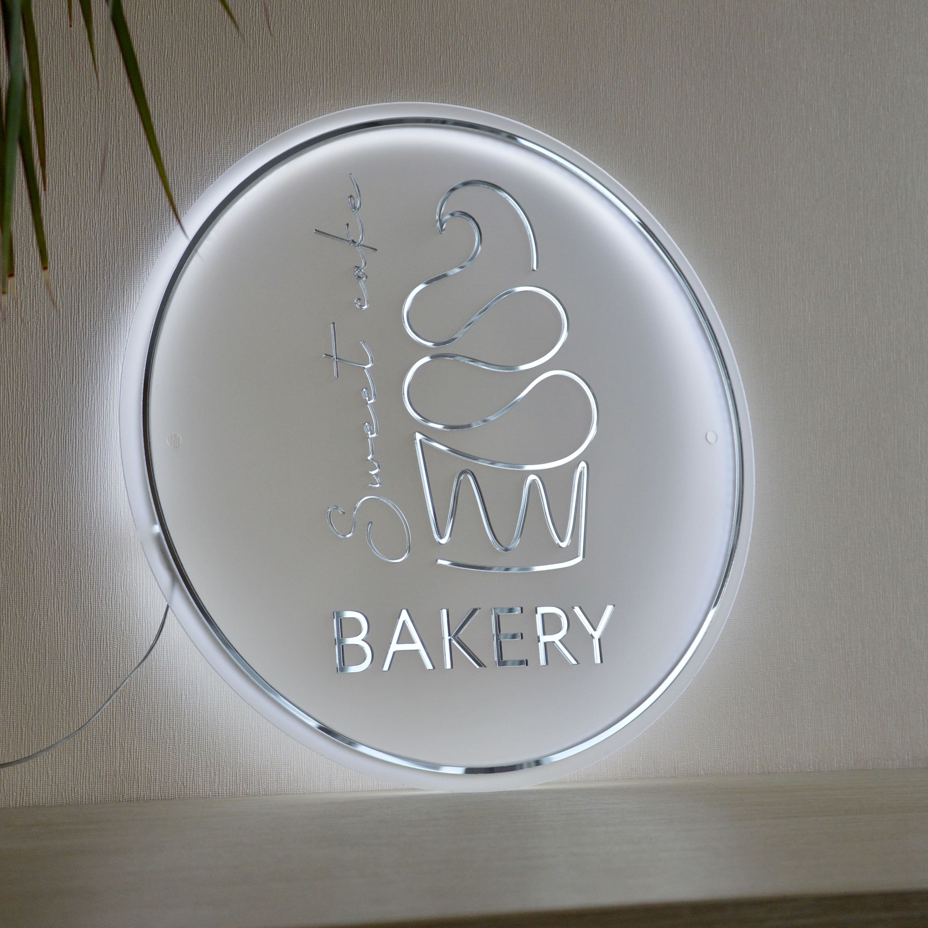 Round Backlit Acrylic Logo Sign: Custom LED Business Decor - Etsy