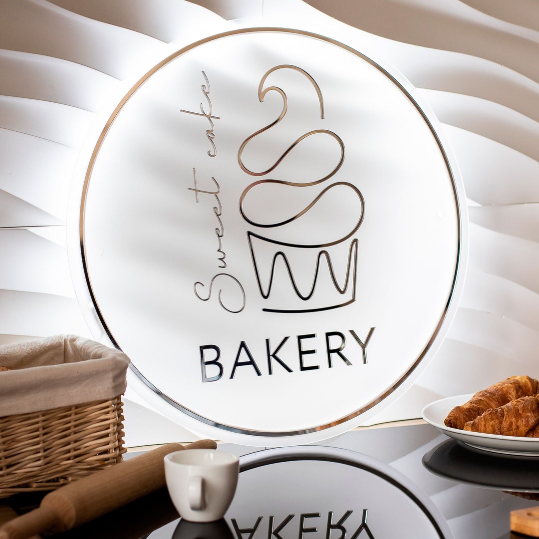 Round Backlit Acrylic Logo Sign: Custom LED Business Decor - Etsy