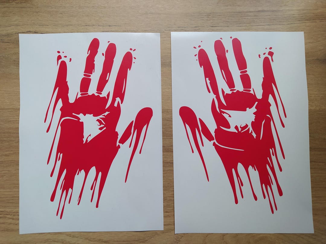 Pair Bloody Handprints Vinyl Decal Stickers Halloween Car Windows Doors ...