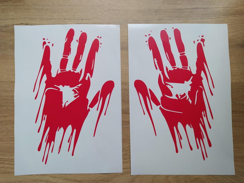 Pair Bloody Handprints Vinyl Decal Stickers Halloween Car Windows Doors ...