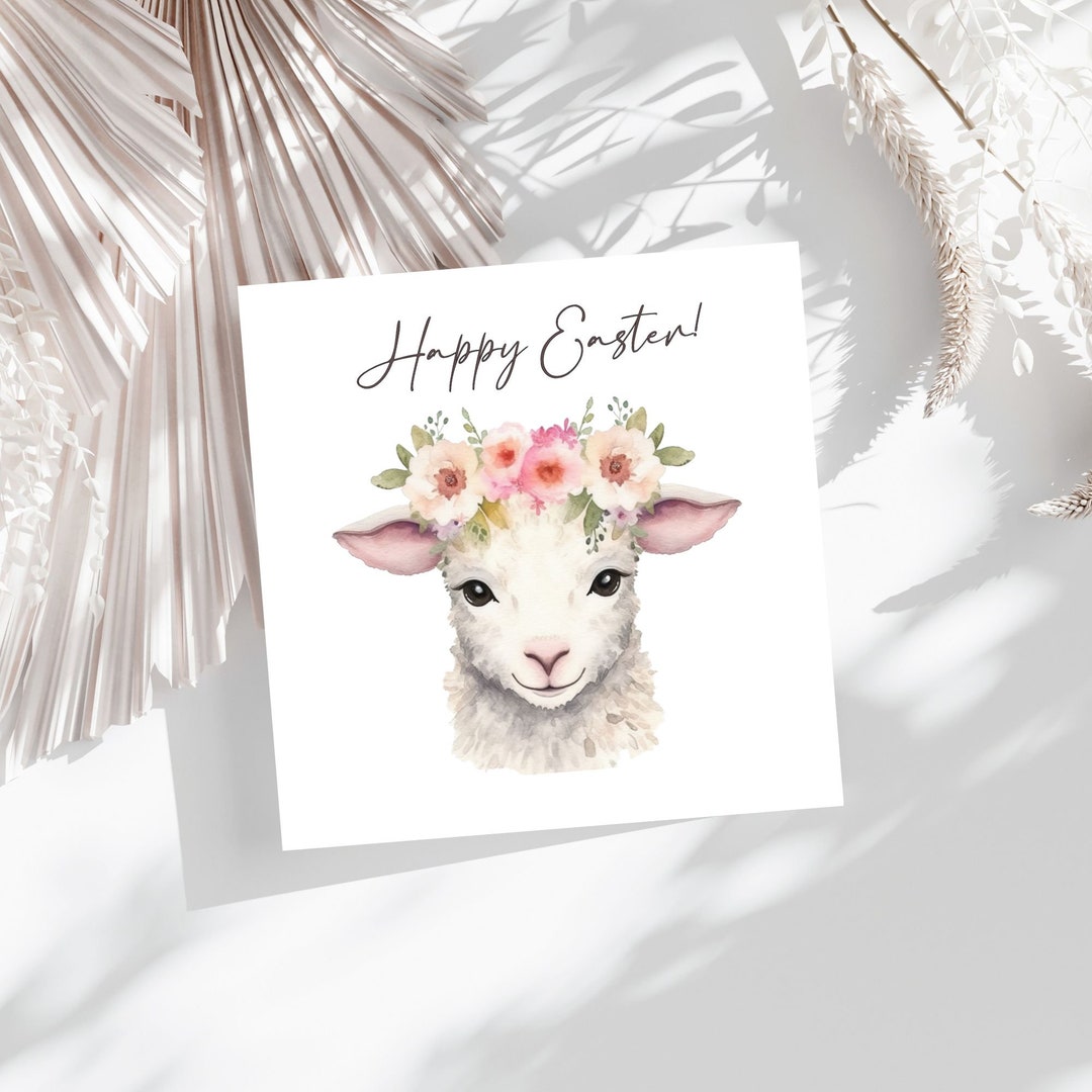 Single Easter Lamb Card PRINTABLE, Religious Happy Easter Card ...
