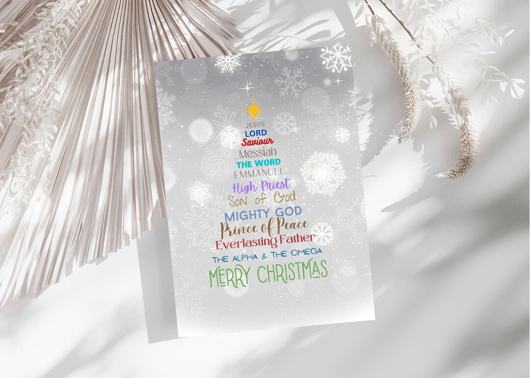 Christian Christmas Card, Names of Jesus Art Print, Christmas Tree Card ...