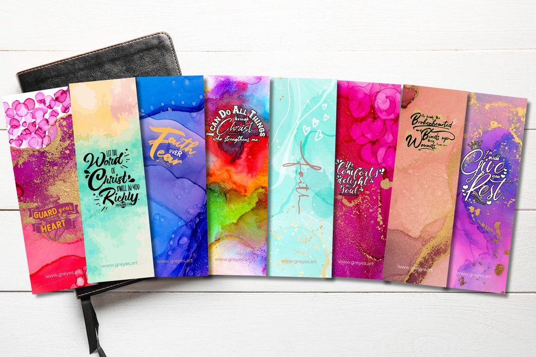 Set of 8 Bible Verse Bookmarks PRINTABLE, Bible Bookmarks Template ...
