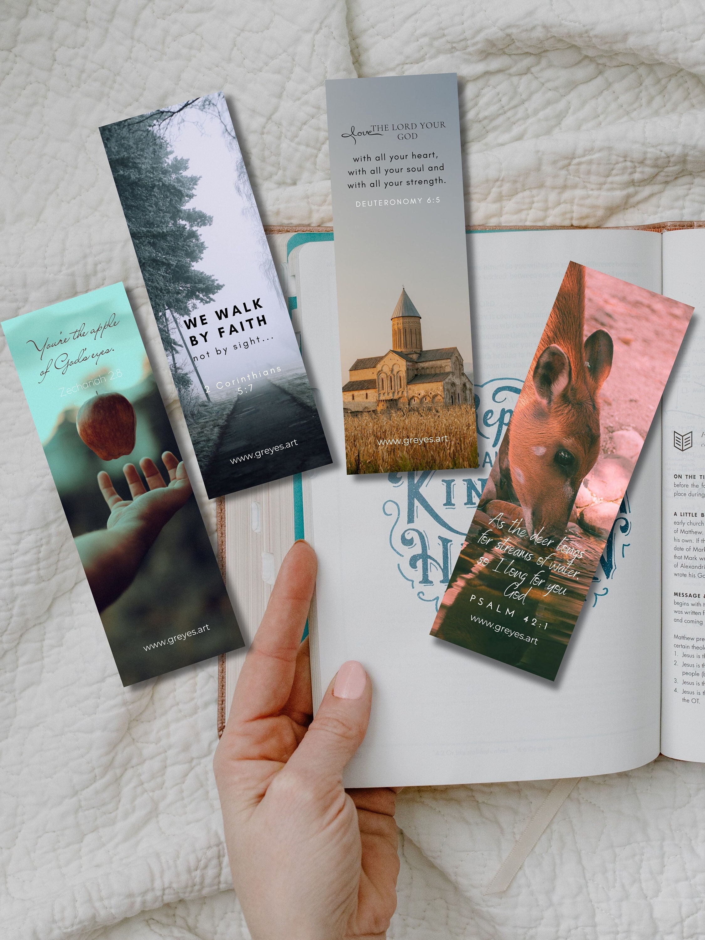 Set of 4 Christian Bookmarks, PRINTABLE Scripture Bookmarks, Bible ...