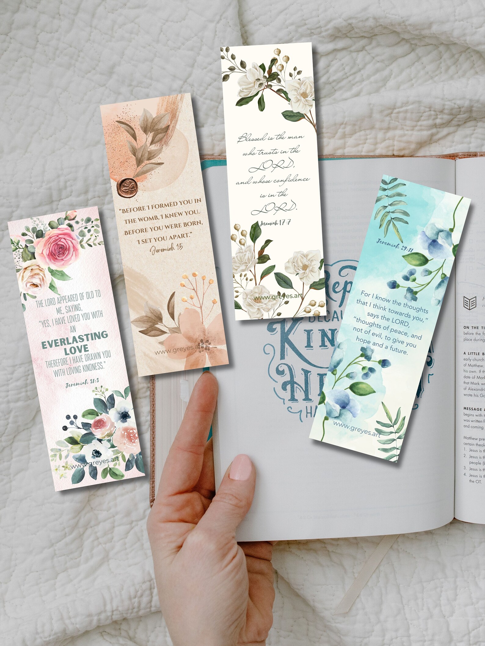 Set of 4 Religious Bookmarks, PRINTABLE Scripture Bookmarks Gift Set ...