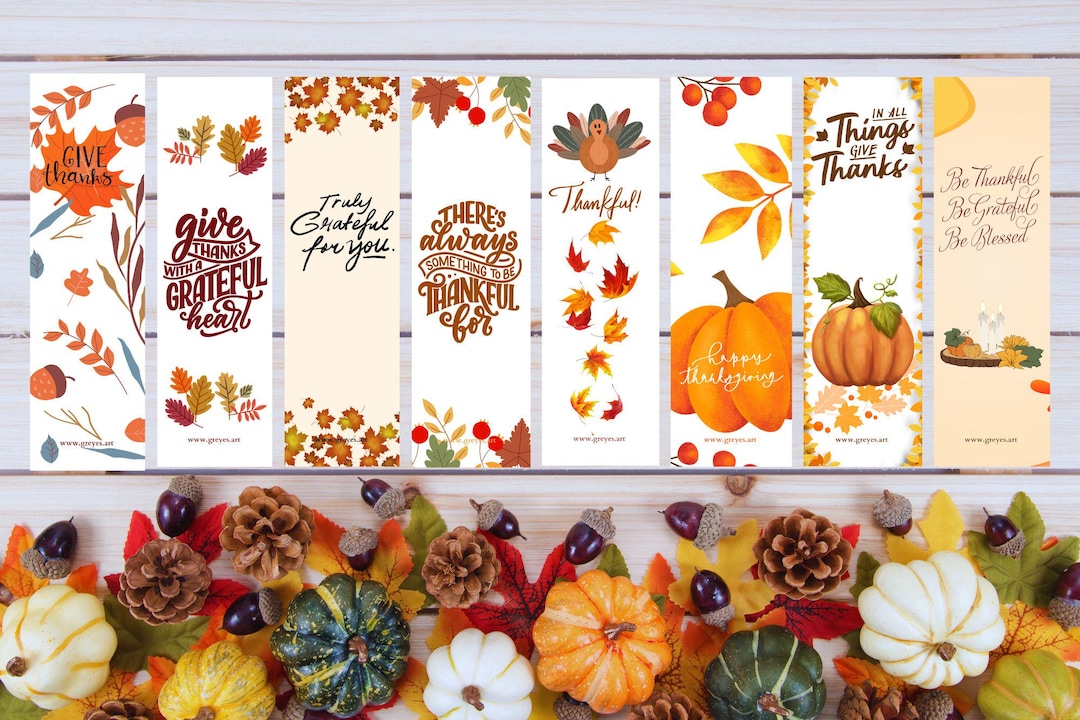 Set of 8 PRINTABLE Thanksgiving Bookmarks, Bookmarks Template ...