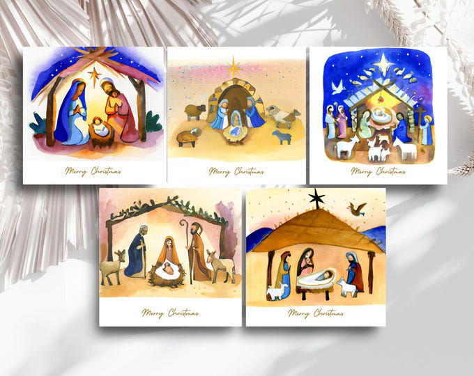Set of 6 Printable Christian Christmas Cards, Christian Card Bundle ...