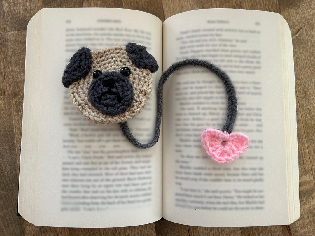 Crochet Pug Bookmark Pug Bookmark Book Accessory Reading Accessory ...