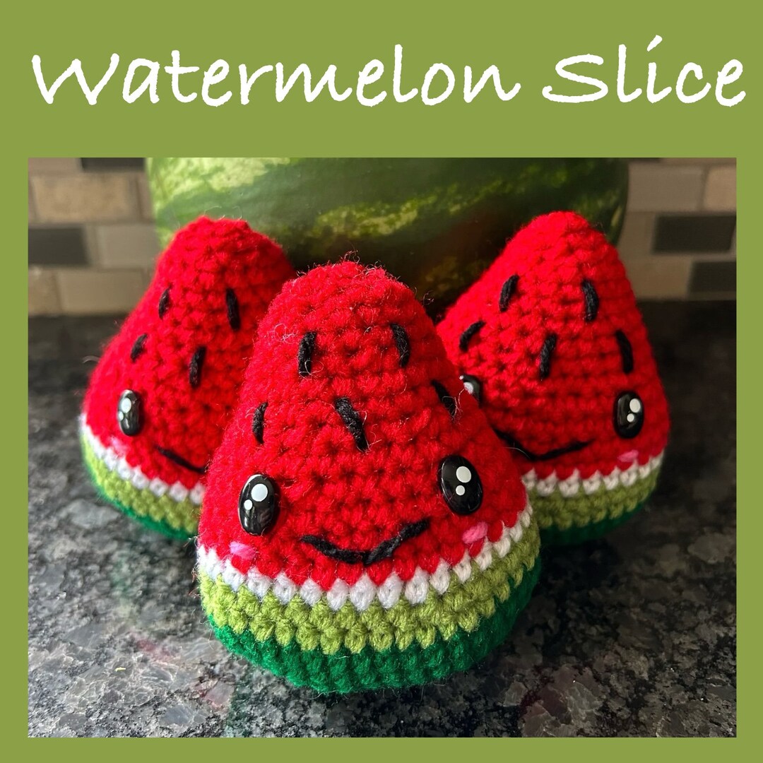 Crochet Watermelon Slice | Watermelon Plushie | Stuffed Watermelon ...