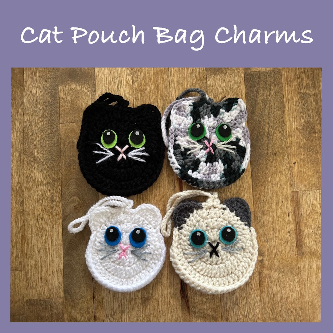 Crochet Cat Pouch Bag Charm: Handmade Purse Organizer - Etsy