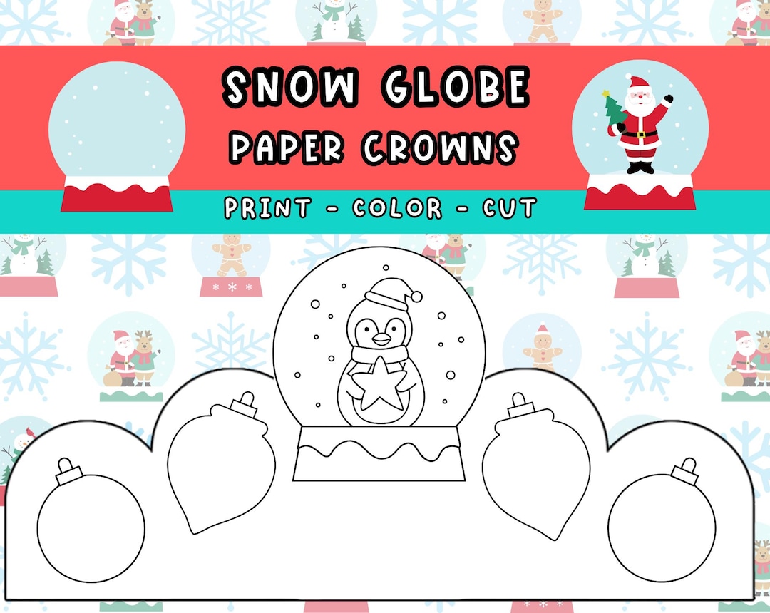 Color Your Own Paper Crowns for Kids. Snow Globe Theme. 100 ...