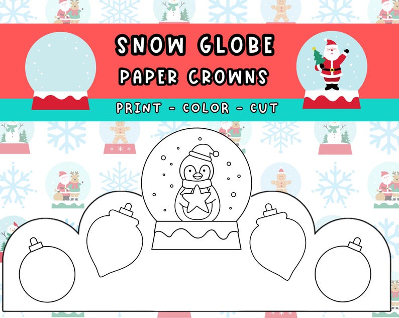 Color Your Own Paper Crowns for Kids. Snow Globe Theme. 100 ...