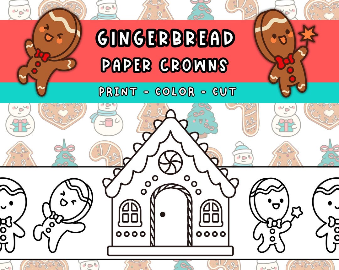 Color Your Own Paper Crowns for Kids. Gingerbread House Theme. 8 ...