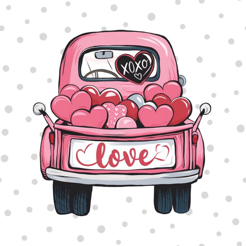 Valentinesday Love Truck, Valentine Png, Building Love Design, Heart ...